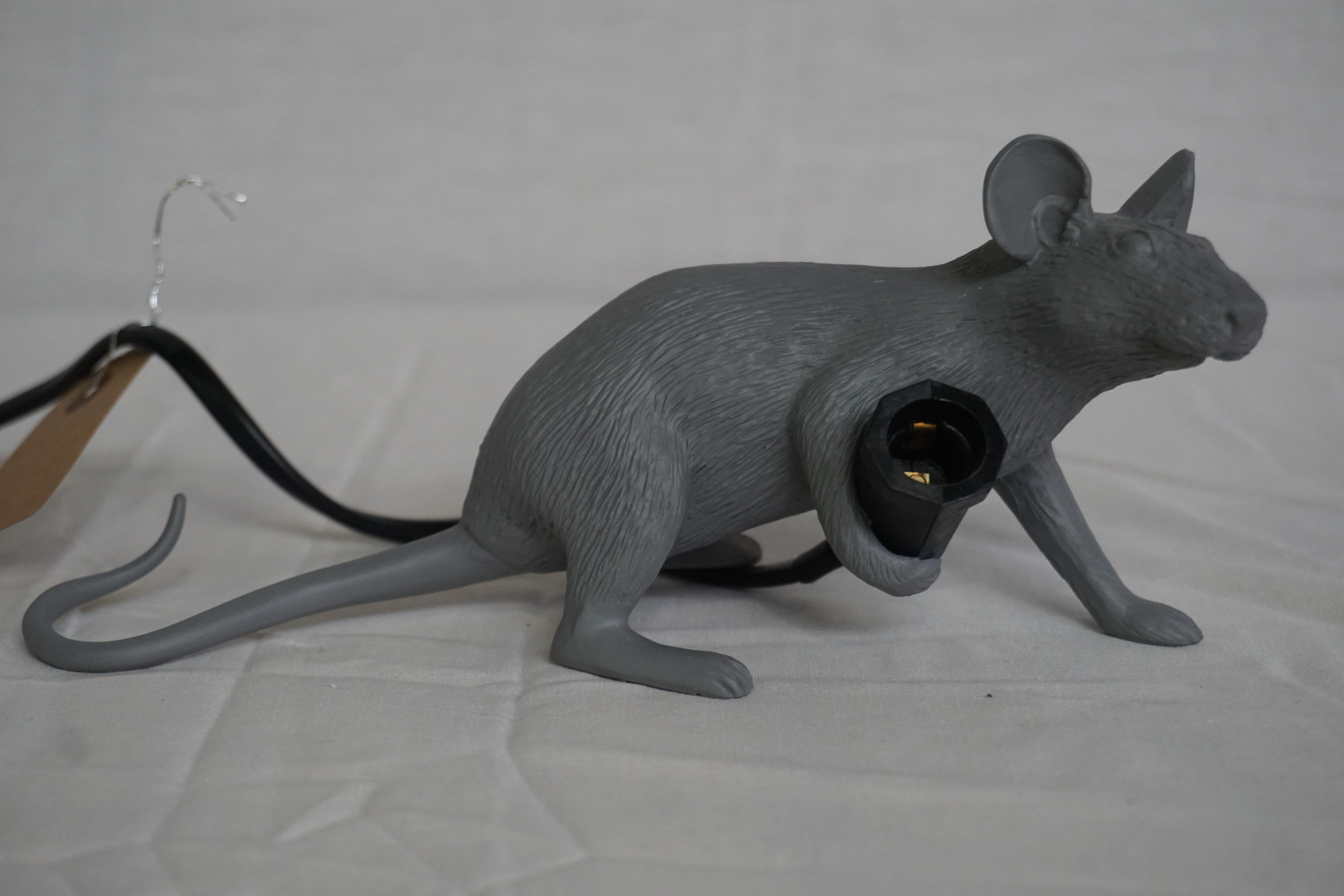 Seletti Mouse Table Lamp (Silver, Lying down) - Second Chance