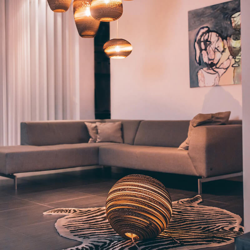 Think Paper Globe Cardboard Floor Lamp